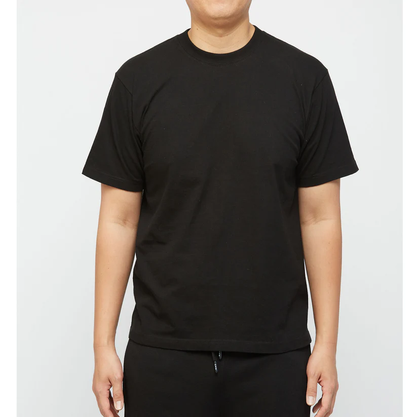 GWM Men's Heavyweight Cotton Short Sleeve Crew Neck T-Shirt Black ...